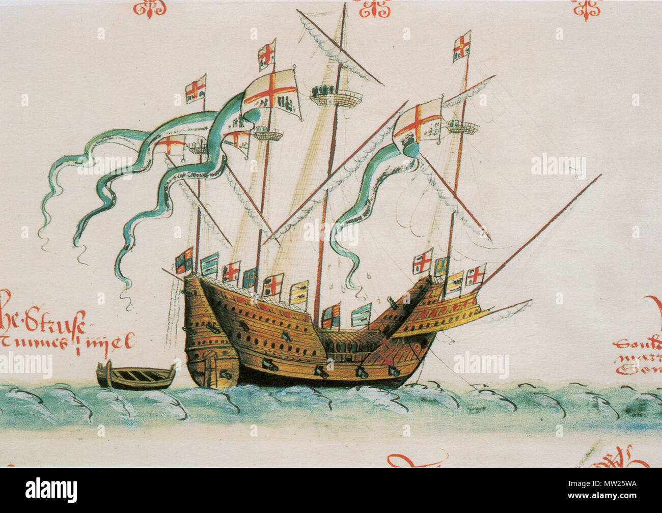 . English: Illustration of the carrack Struse. Notification about ...
