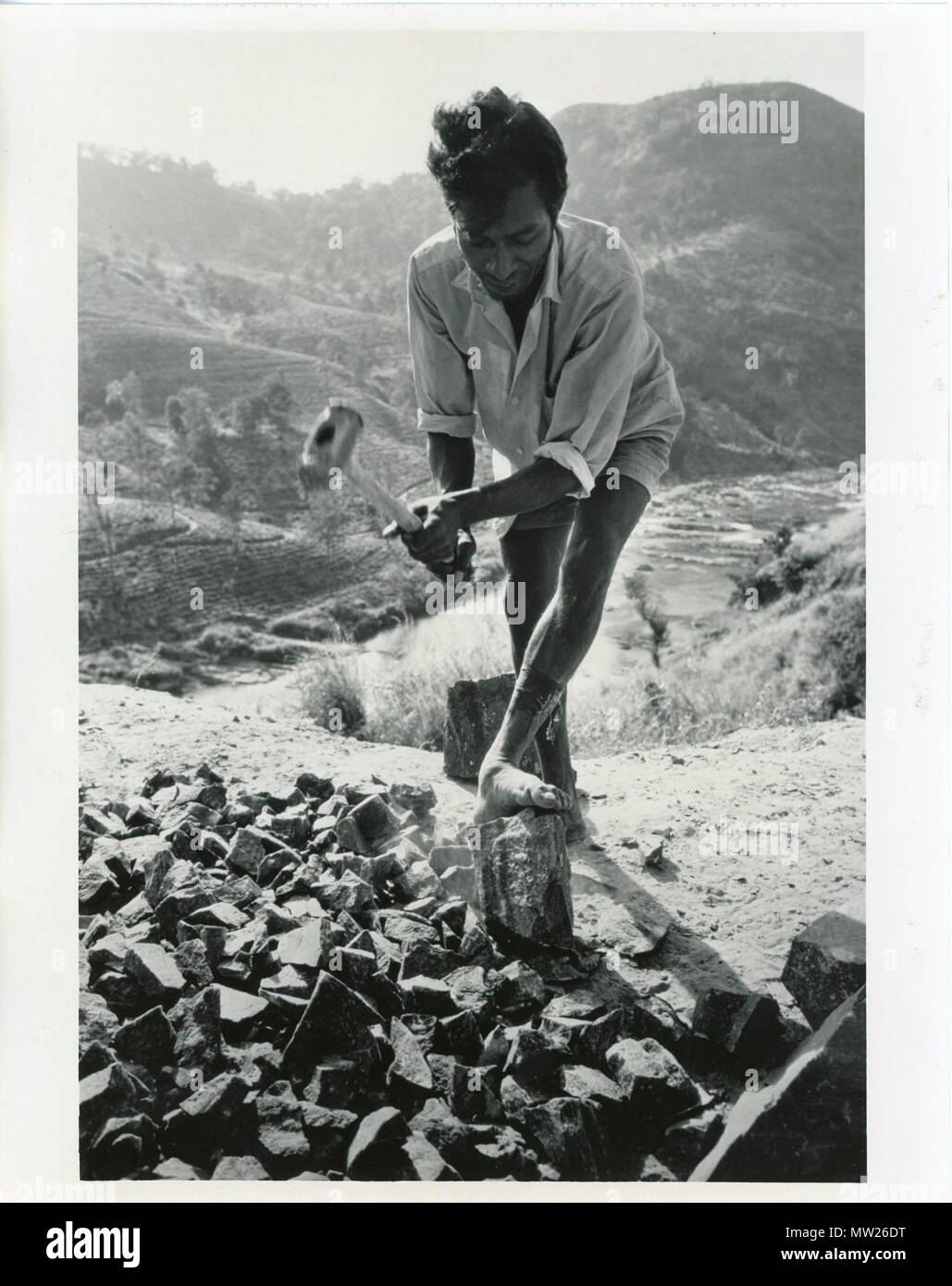 SRI Lanka - Micellaneous photos - Man breaking rocks Stock Photo - Alamy
