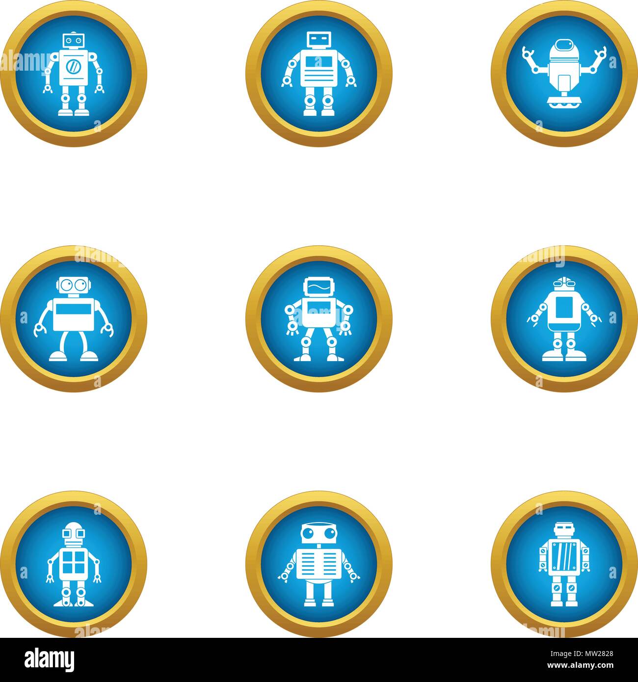 Auto robot icons set, flat style Stock Vector Image & Art - Alamy