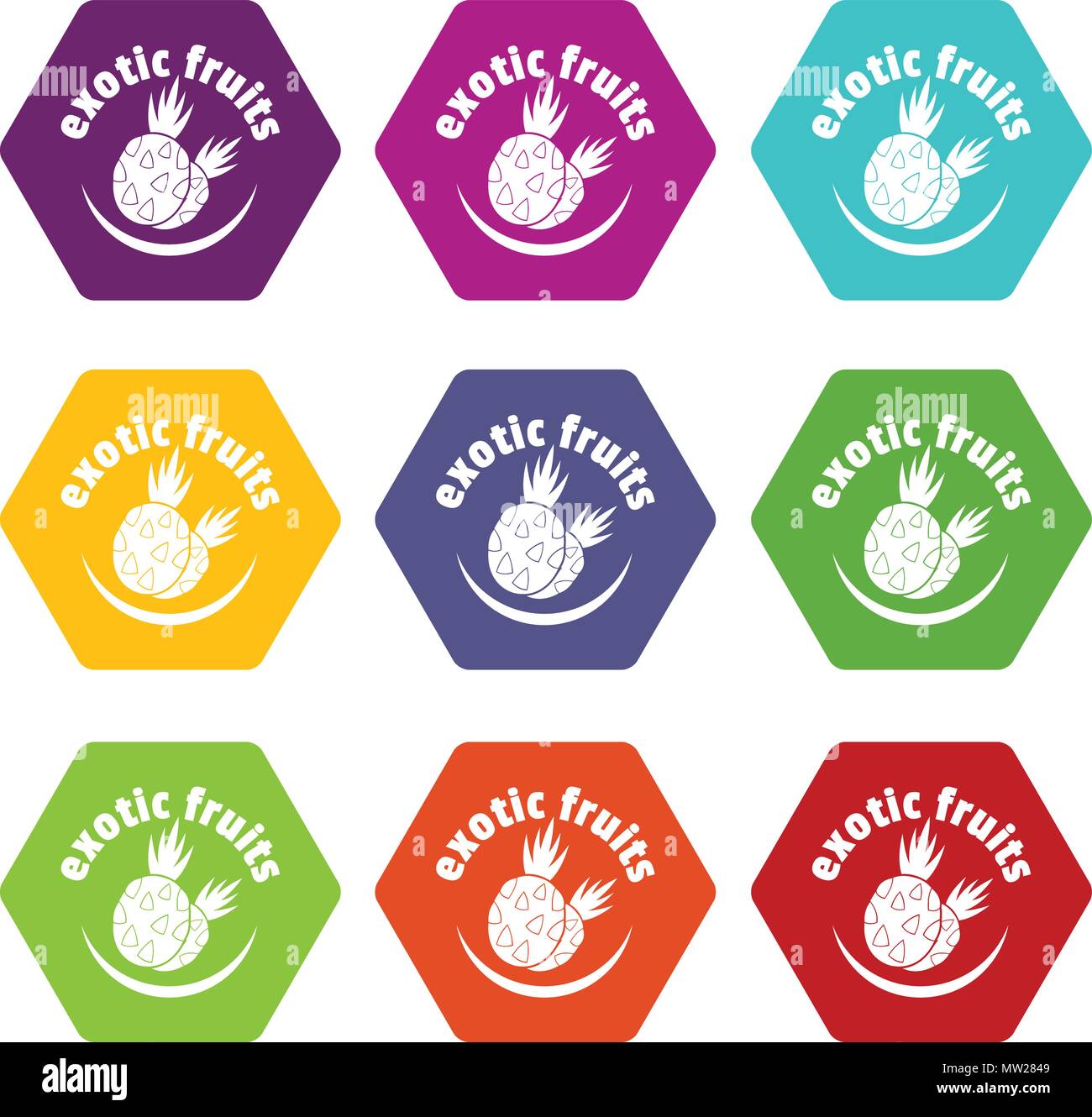 Exotic fruits icons set 9 vector Stock Vector Image & Art - Alamy