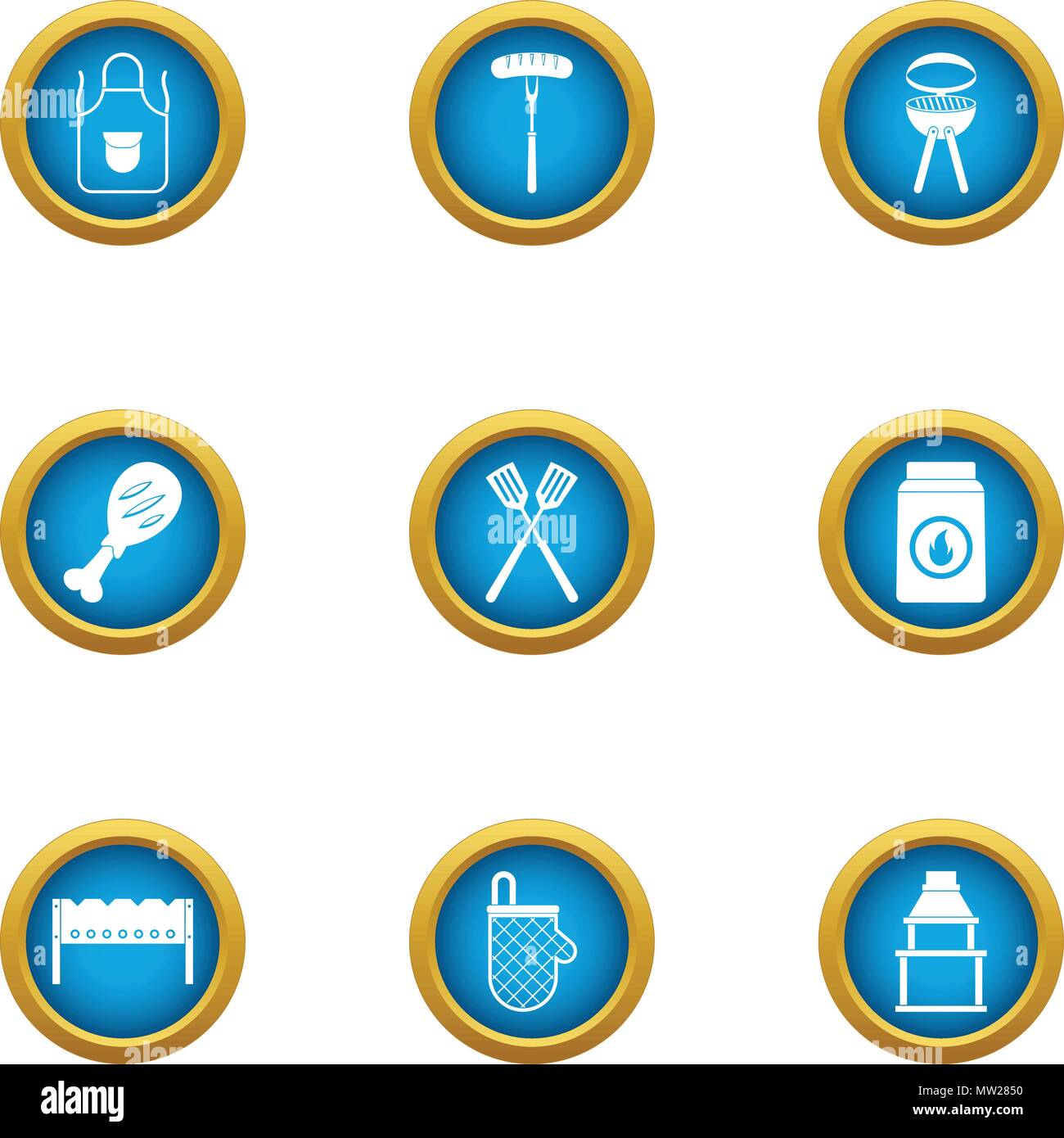 Street BBQ icons set, flat style Stock Vector Image & Art - Alamy