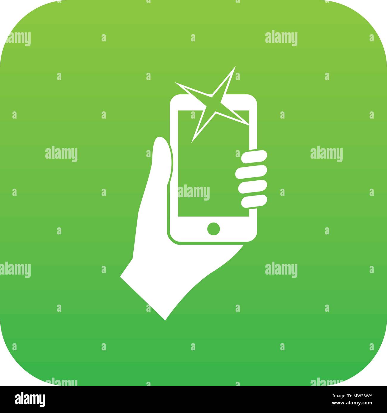 Hand photographed on mobile phone icon digital green Stock Vector Image ...