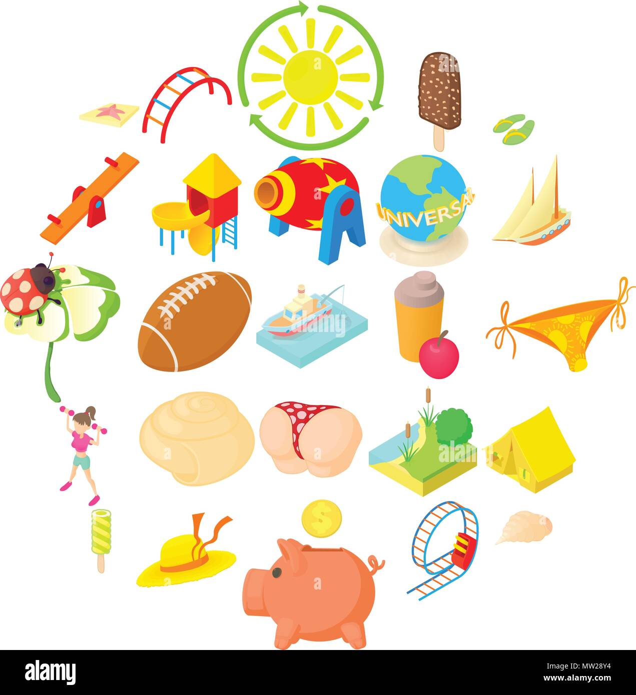 Carefree icons set, cartoon style Stock Vector Image & Art - Alamy