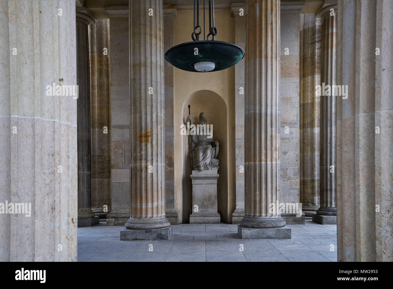 Berlin, Germany - April 2, 2017: Statue of Pallas Athena holding a ...