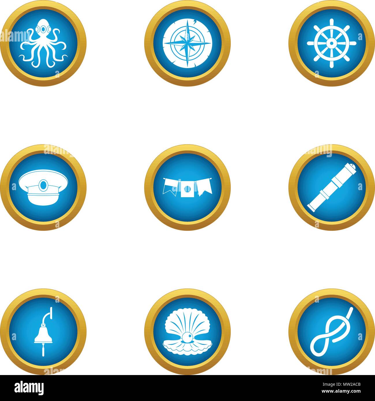 Undersea world icons set, flat style Stock Vector Image & Art - Alamy