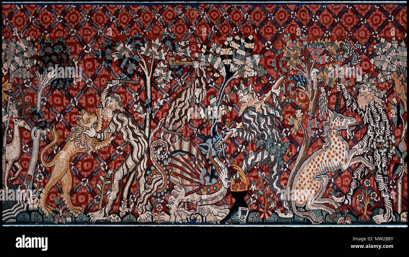 . Wild Men and Moors, Detail (2/12), Warp: linen Wefts: wool; tapestry ...