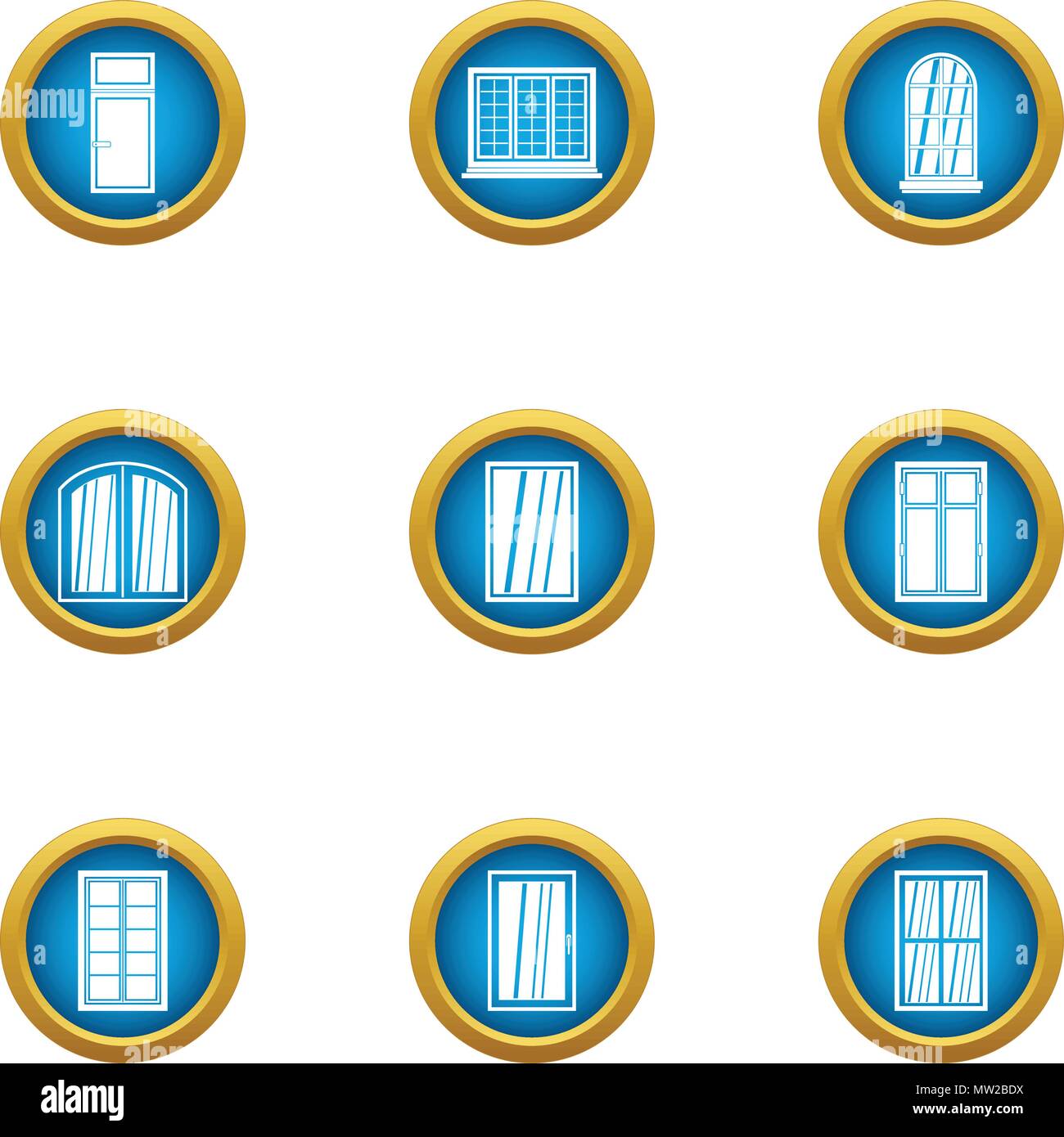 Little window icons set, flat style Stock Vector Image & Art - Alamy