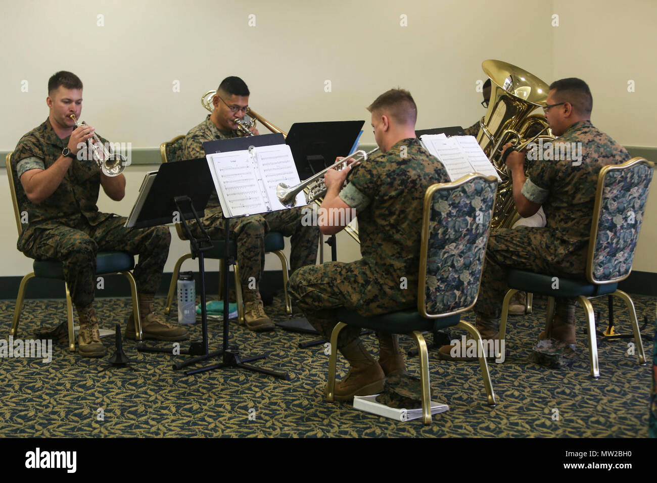 The Marine Corps Forces Pacific Band Performs During A Volunteer