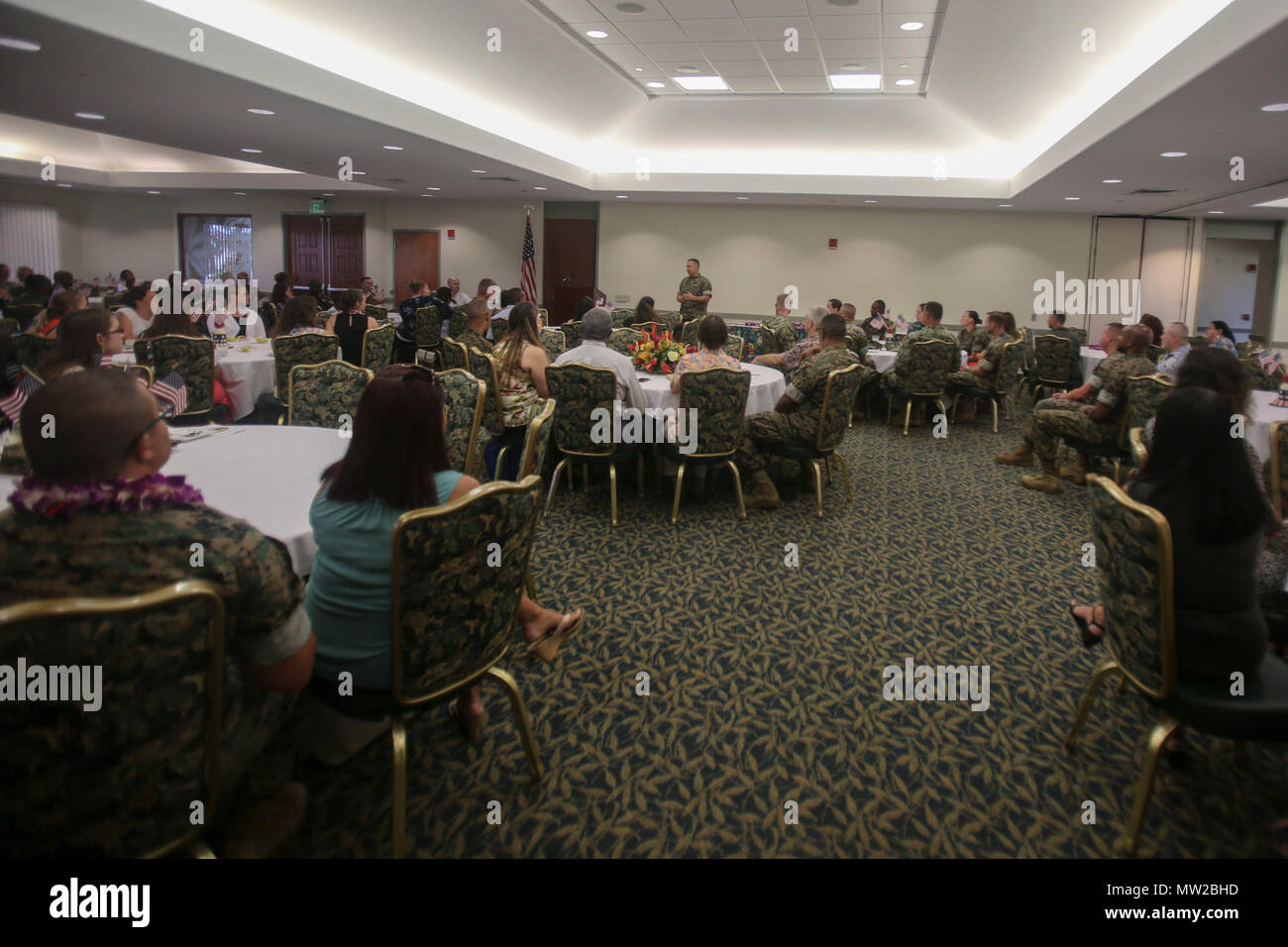 Marines, Sailors and their families attend a volunteer recognition ...