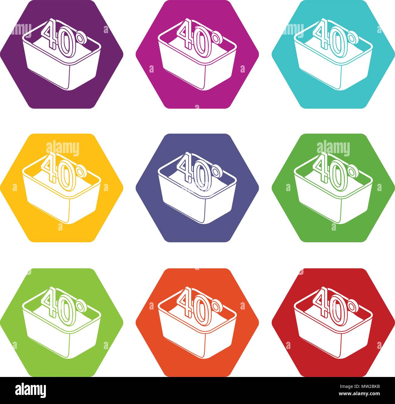 Hand wash 40 degrees celsius icons set 9 vector Stock Vector Image ...