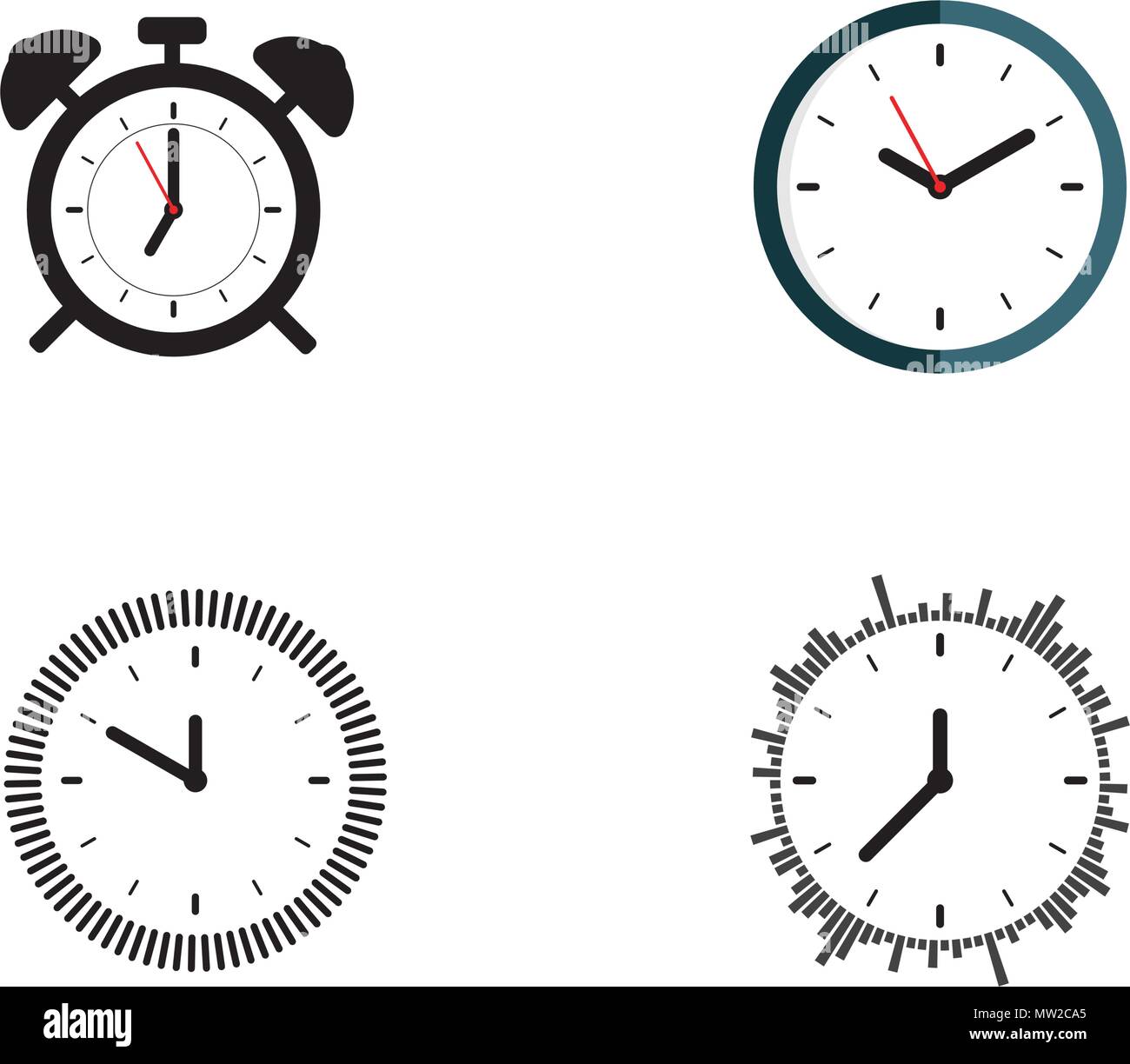Clock icon vector flat illustration design template Stock Vector Image ...