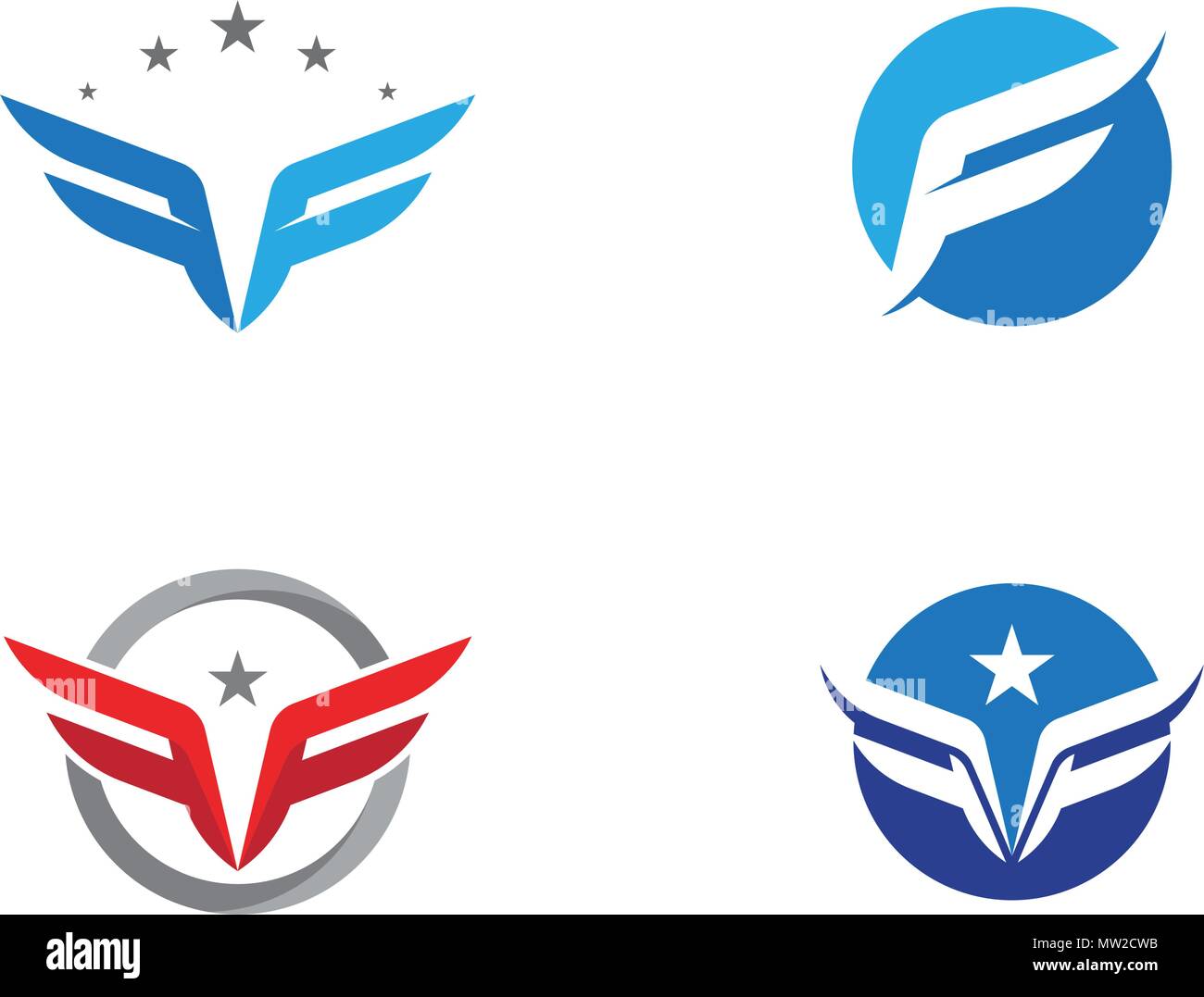 F Letter Wing Logo Template illustration design Stock Vector Image ...