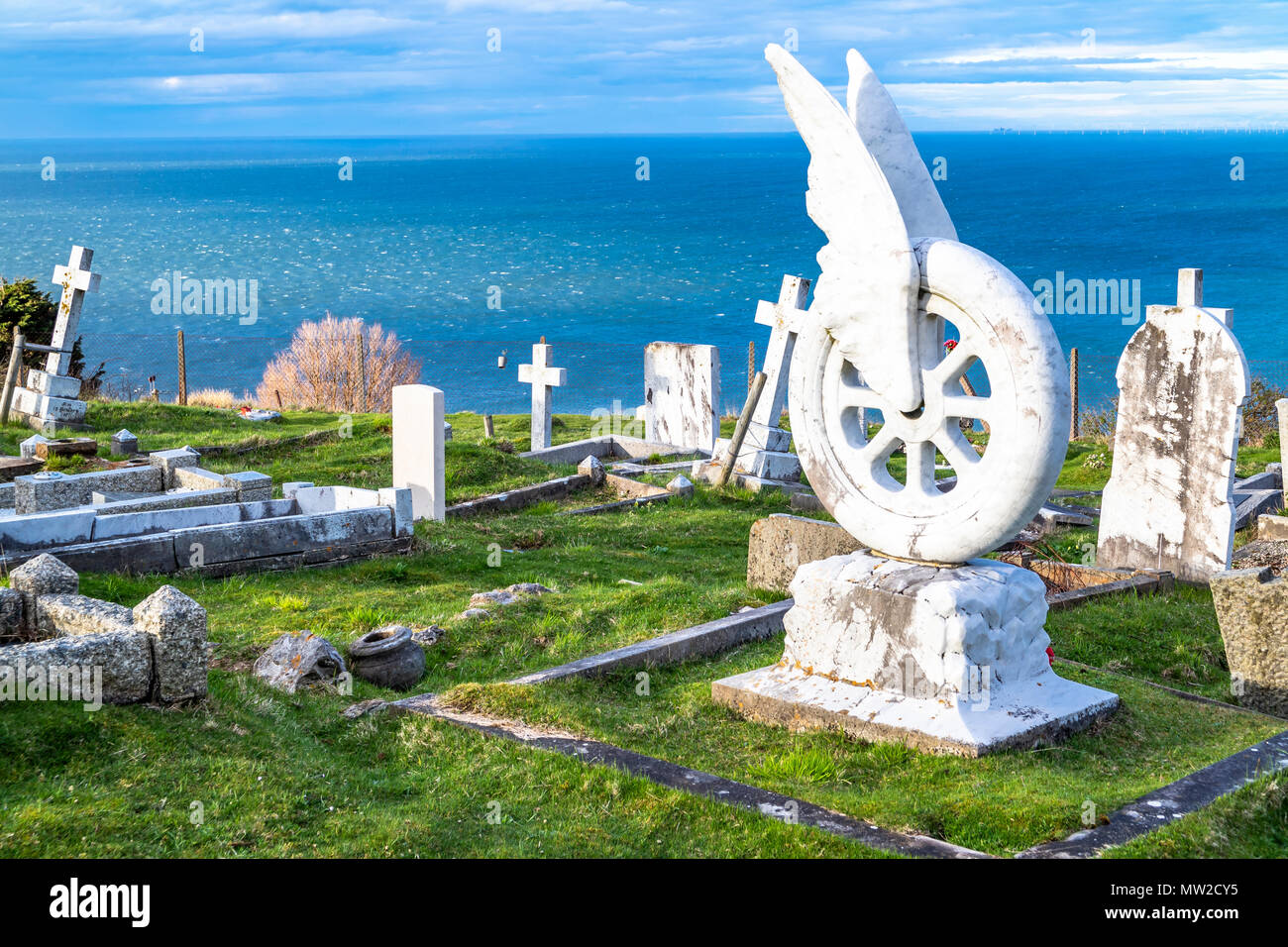 LLANDUDNO / WALES, UK - APRIL 22 2018 : The unique gravestone of ...