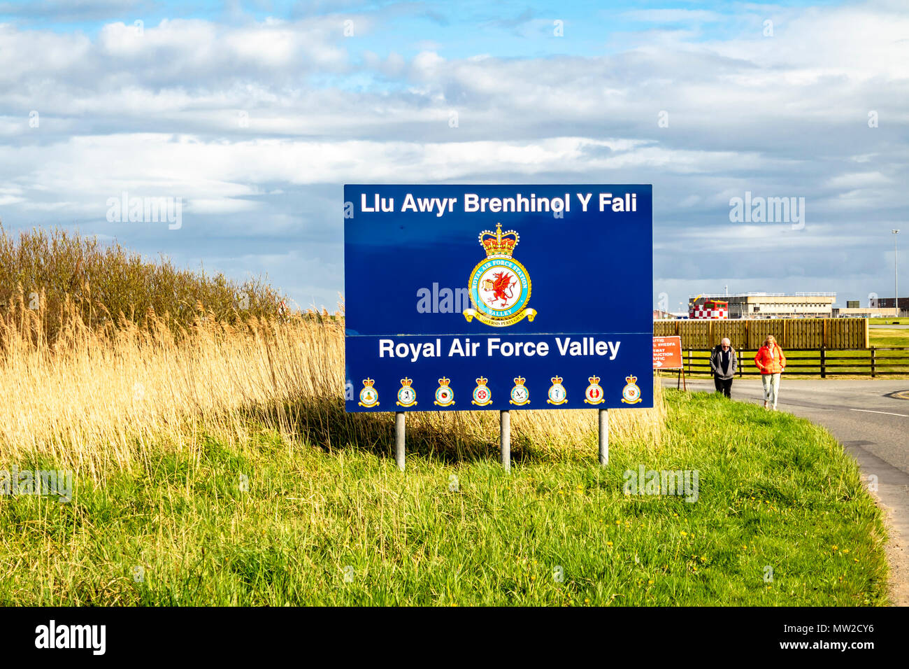 ANGLESEY / WALES - APRIL 23 2018: Sign welcoming to the Royal Air Force ...