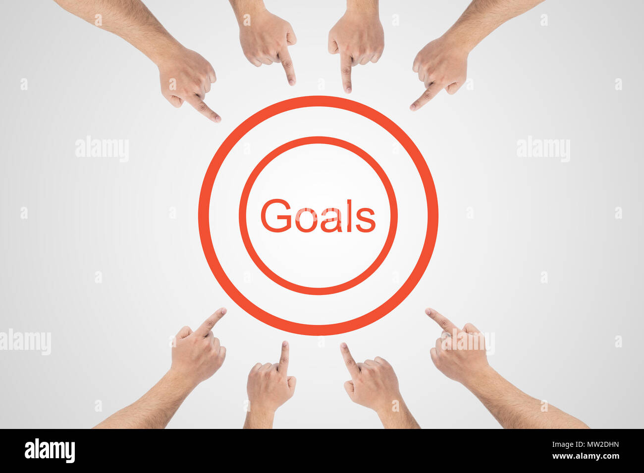 Business concept, hands pointing to target on white background Stock ...