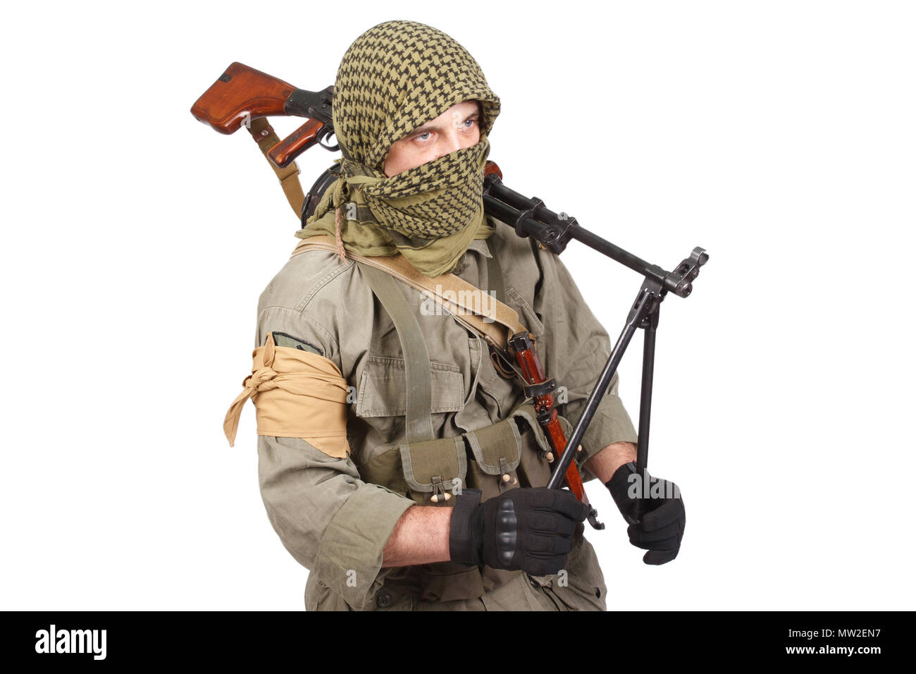 mercenary gunner with machine gun Stock Photo - Alamy