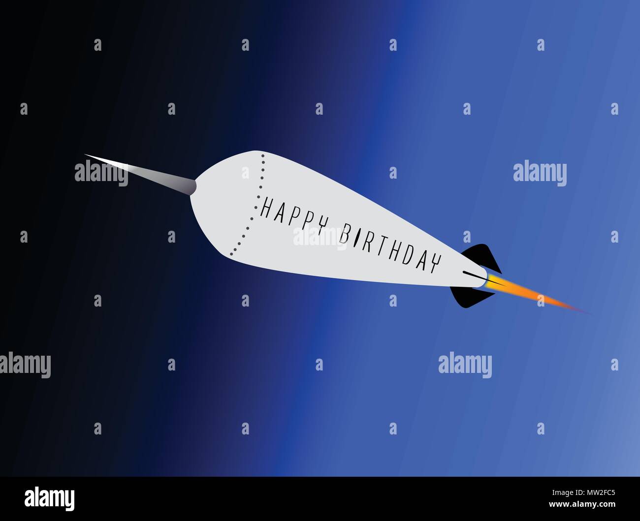 A retro look rocket ship with the message Happy Birthday over a ... A retro look rocket ship with the message Happy Birthday over a ...
