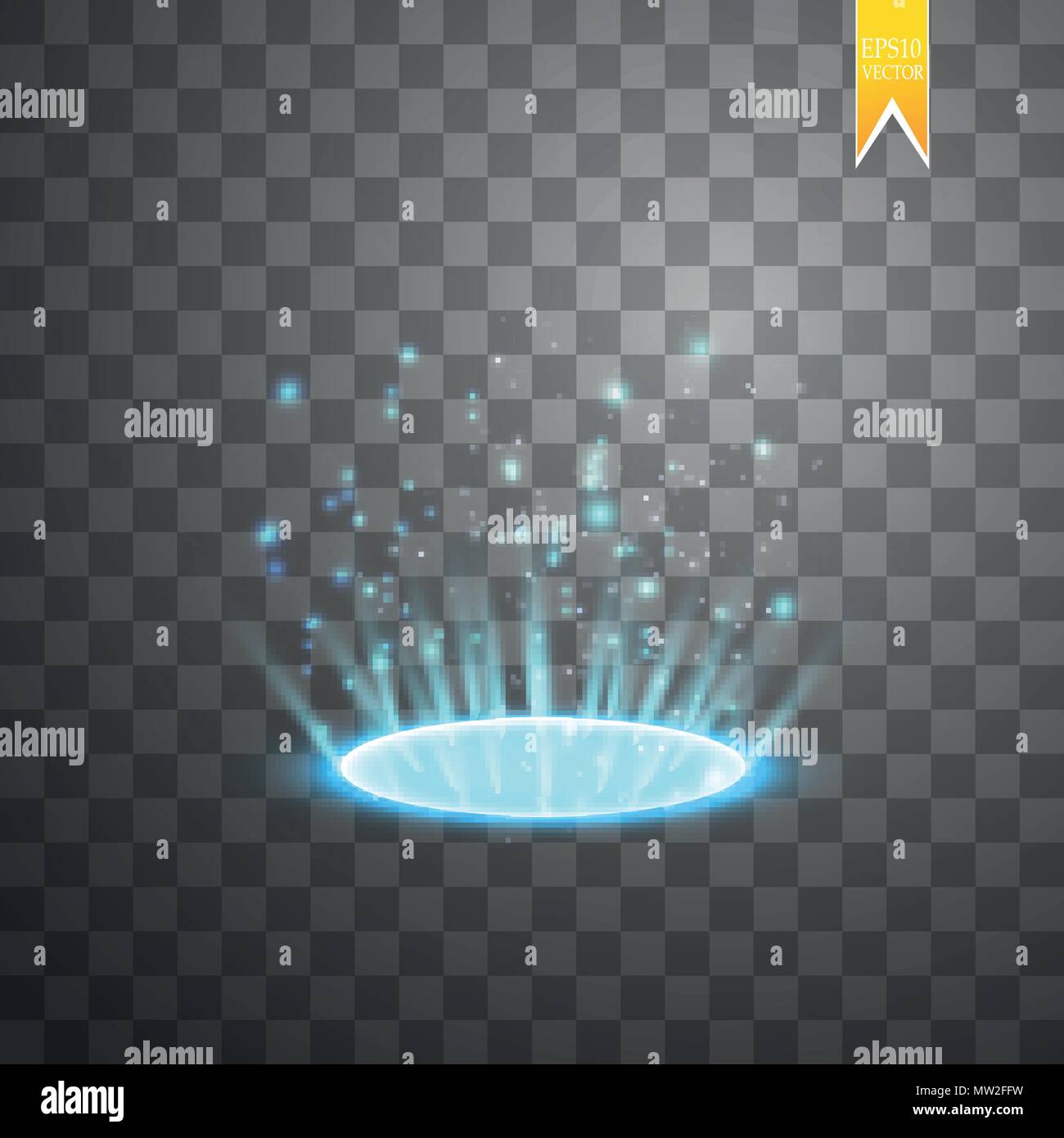Magic fantasy portal. Futuristic teleport. Light effect. Blue candles ...