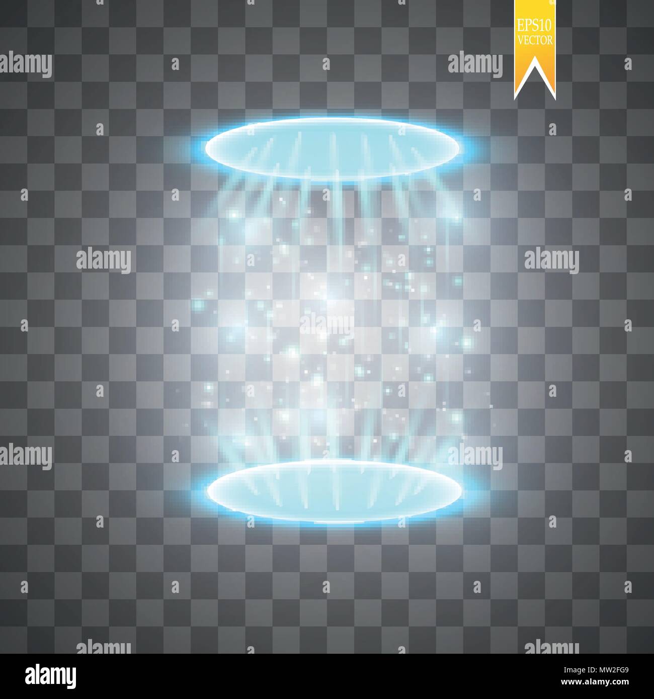 Magic fantasy portal. Futuristic teleport. Light effect. Blue candles ...