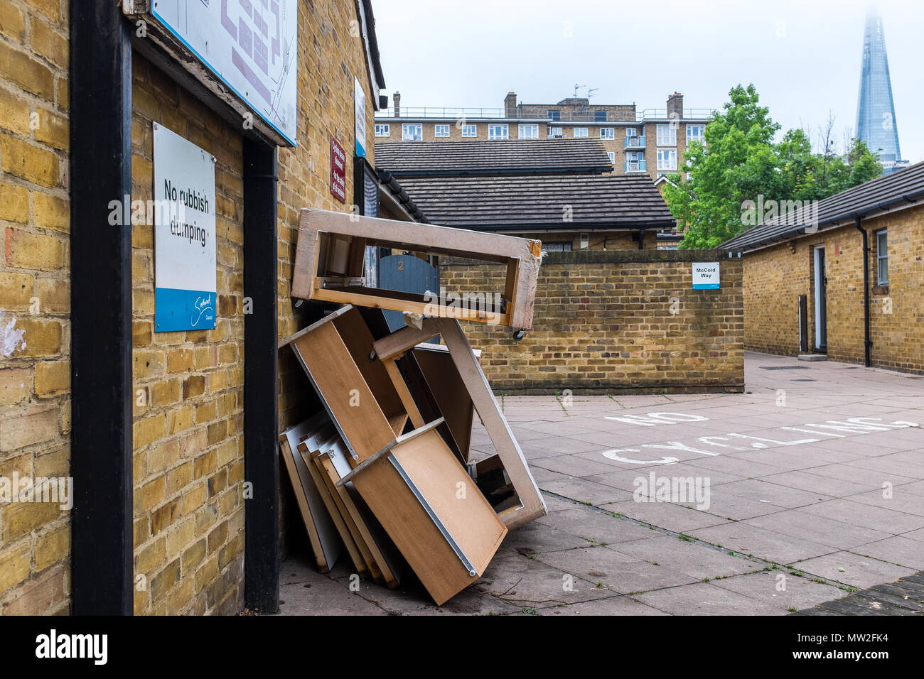 Rubbish Dumping Next To A 'No Rubbish Dumping' Sign, Southwark, London ...