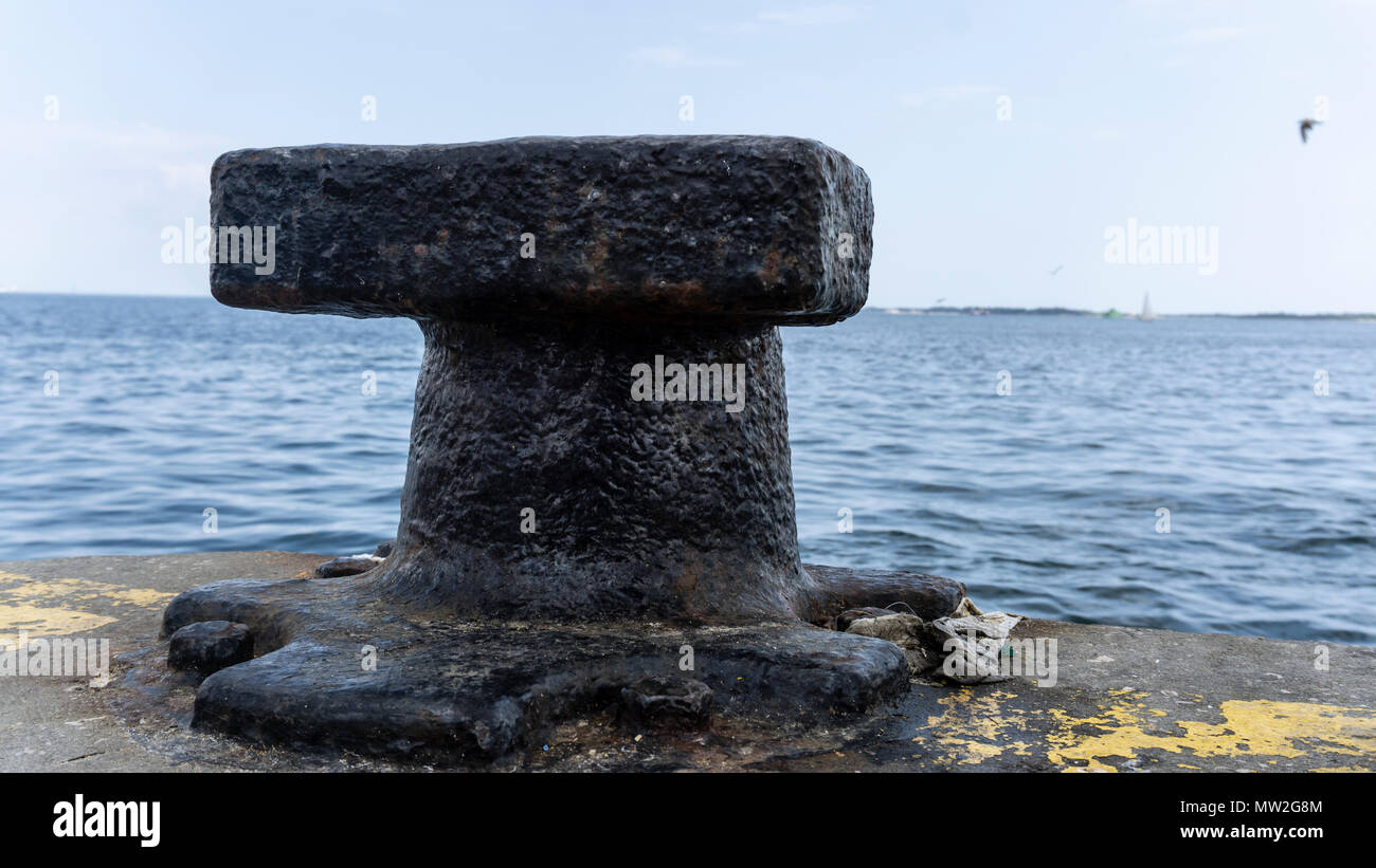 metal structure for landing ships port cleat sea Stock Photo - Alamy