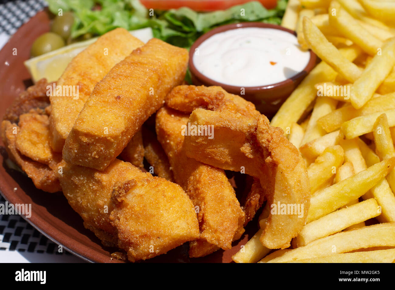 plate of fried cuttlefish typical of the city of Setubal in portugal ...