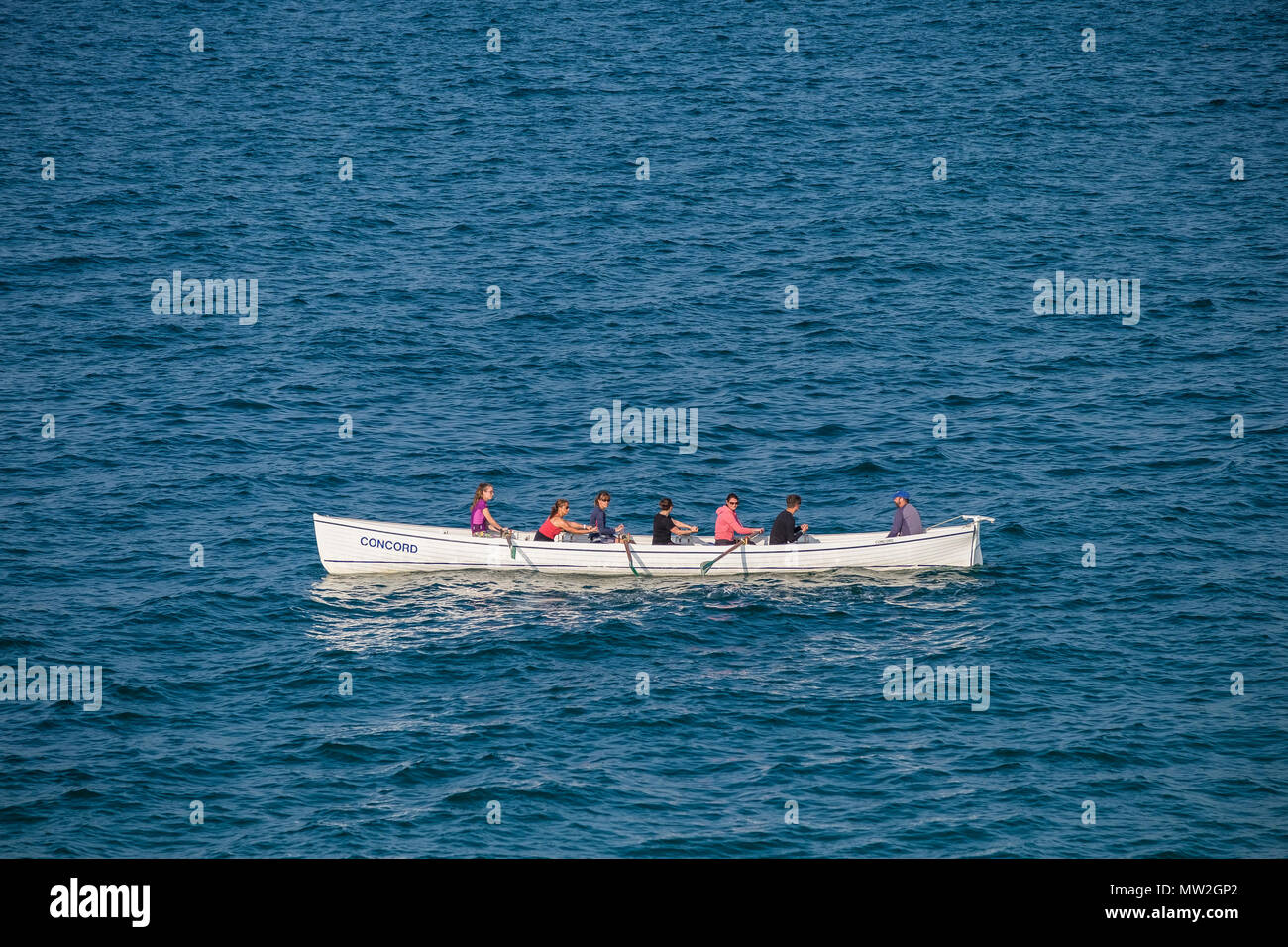 Concord a fibreglass Cornish Pilot Gig being used to train new rowers ...