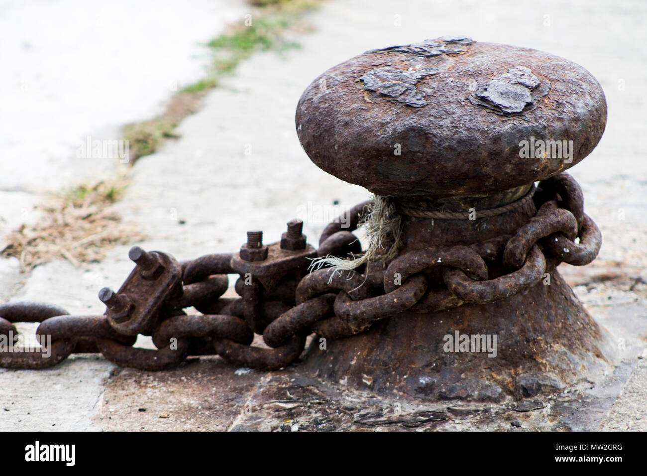 metal structure for landing ships port cleat sea Stock Photo - Alamy