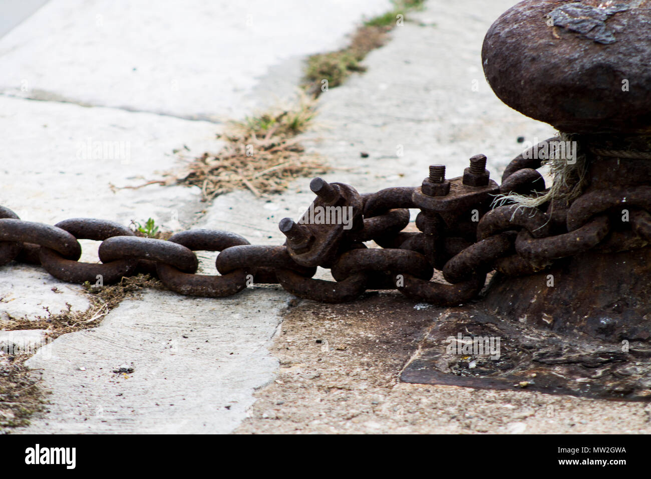 metal structure for landing ships port cleat sea Stock Photo - Alamy