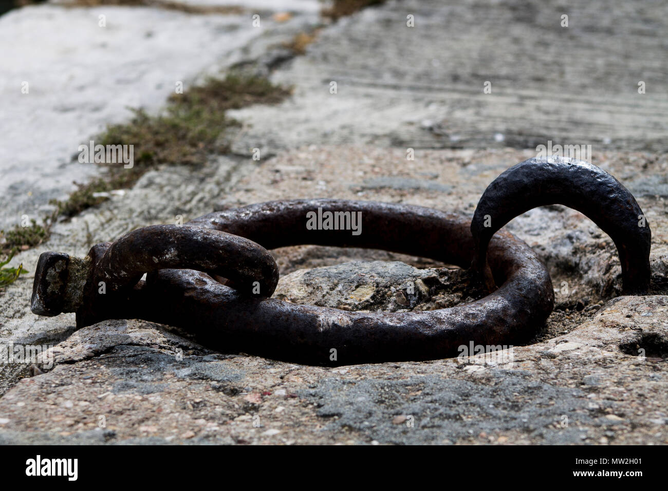 metal structure for landing ships port cleat sea Stock Photo - Alamy