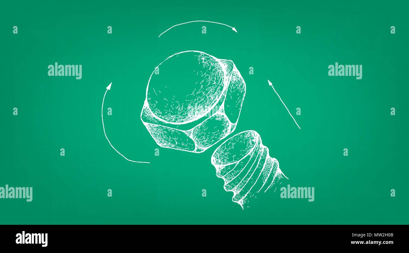 Manufacturing and Industry, Illustration Hand Drawn Sketch of Cap Nut ...