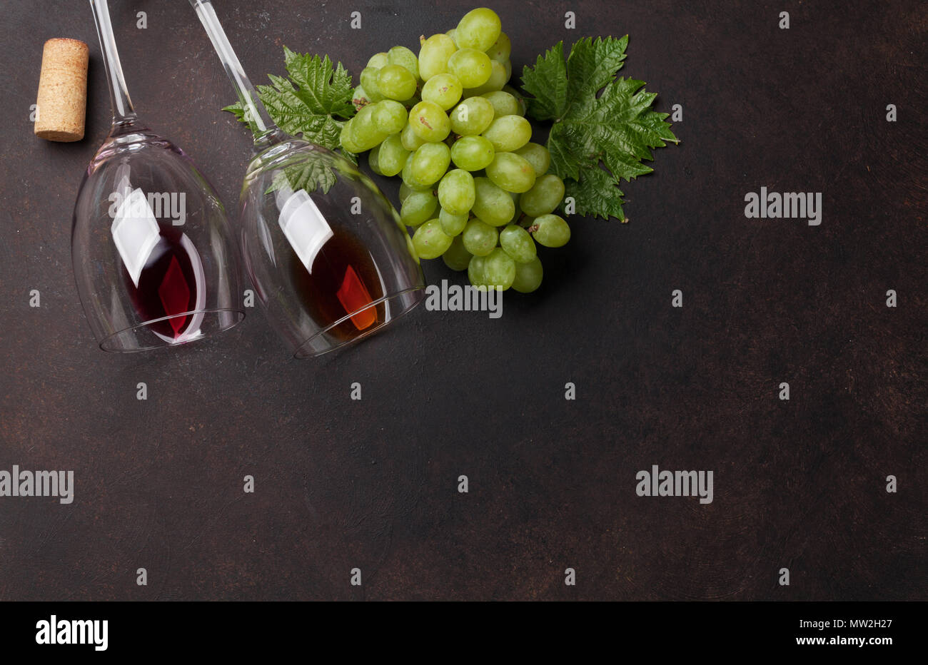 Wine and grape. Top view with space for your text Stock Photo - Alamy