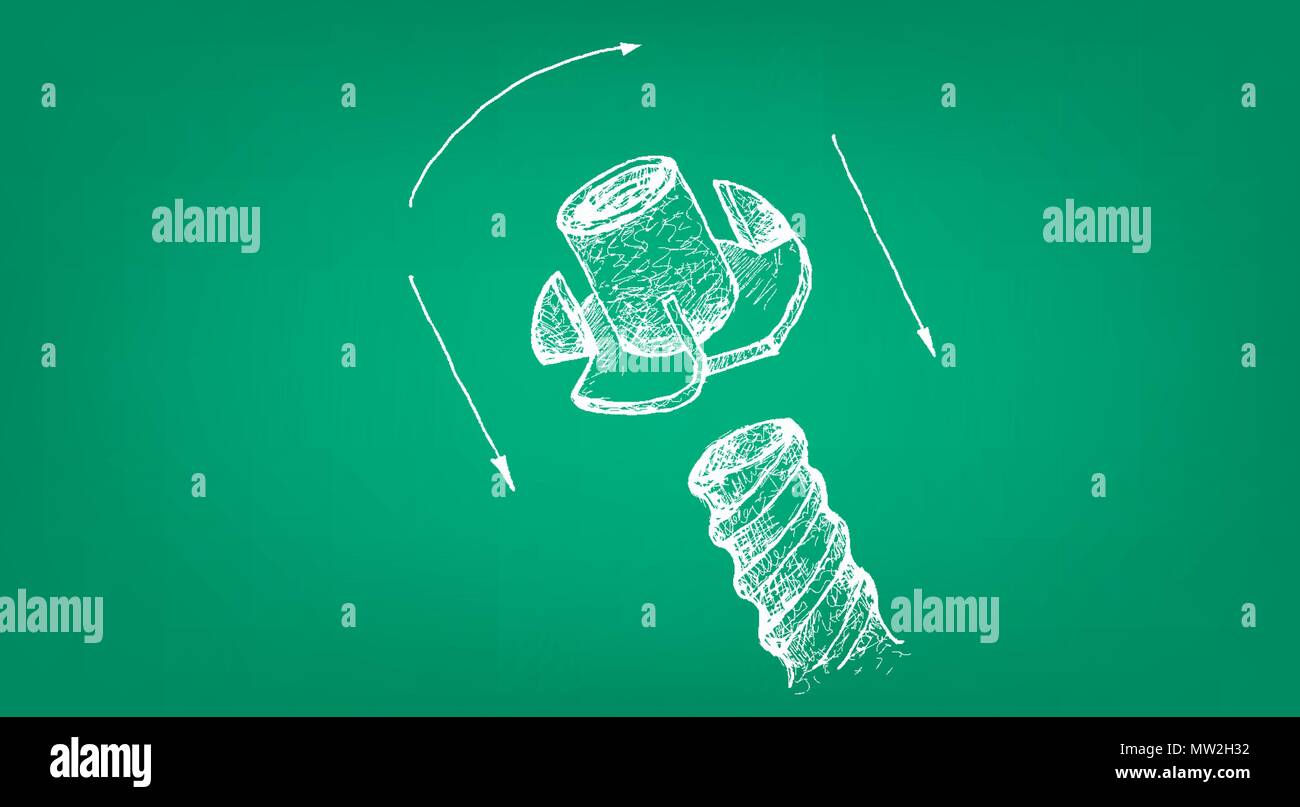 Manufacturing and Industry, Illustration Hand Drawn Sketch of Tee Nut ...