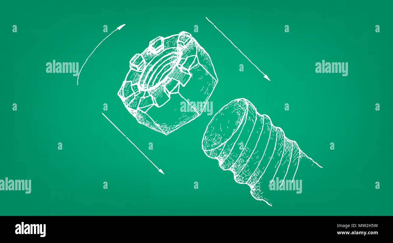 Manufacturing and Industry, Illustration Hand Drawn Sketch of Slotted ...