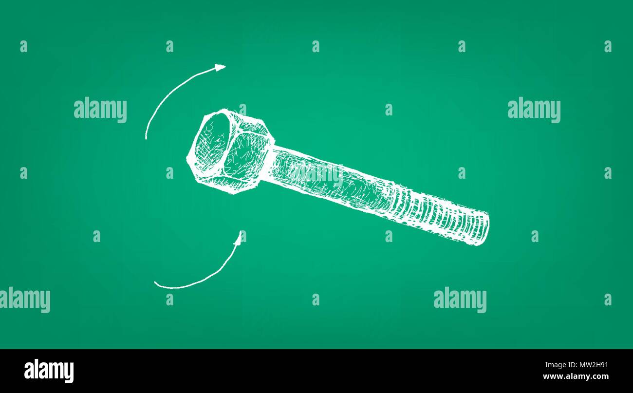Manufacturing and Industry, Illustration Hand Drawn Sketch of Hex Bolt ...
