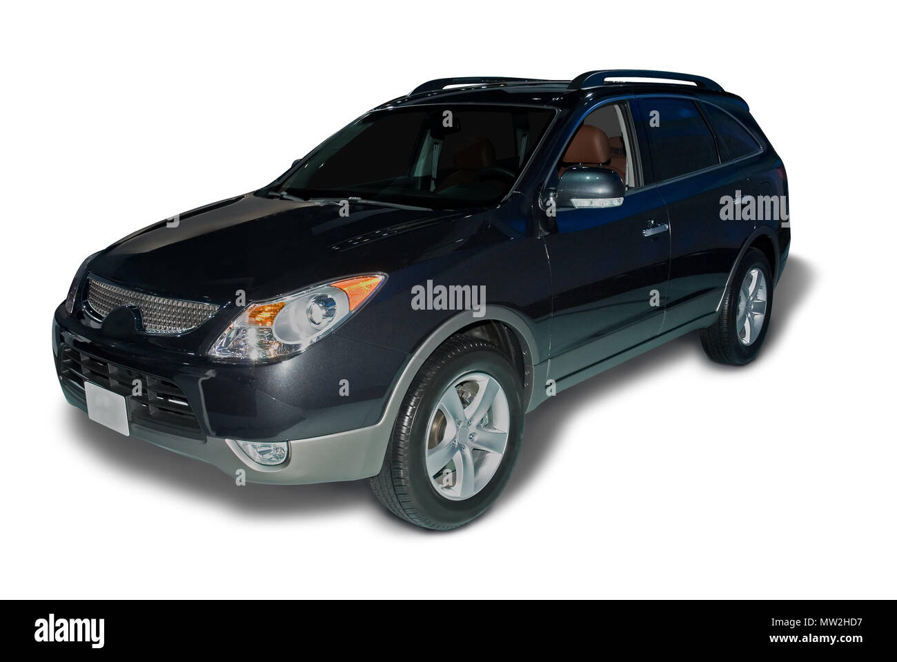Dark blue colored suv car isolated on a white background. Realistic ...