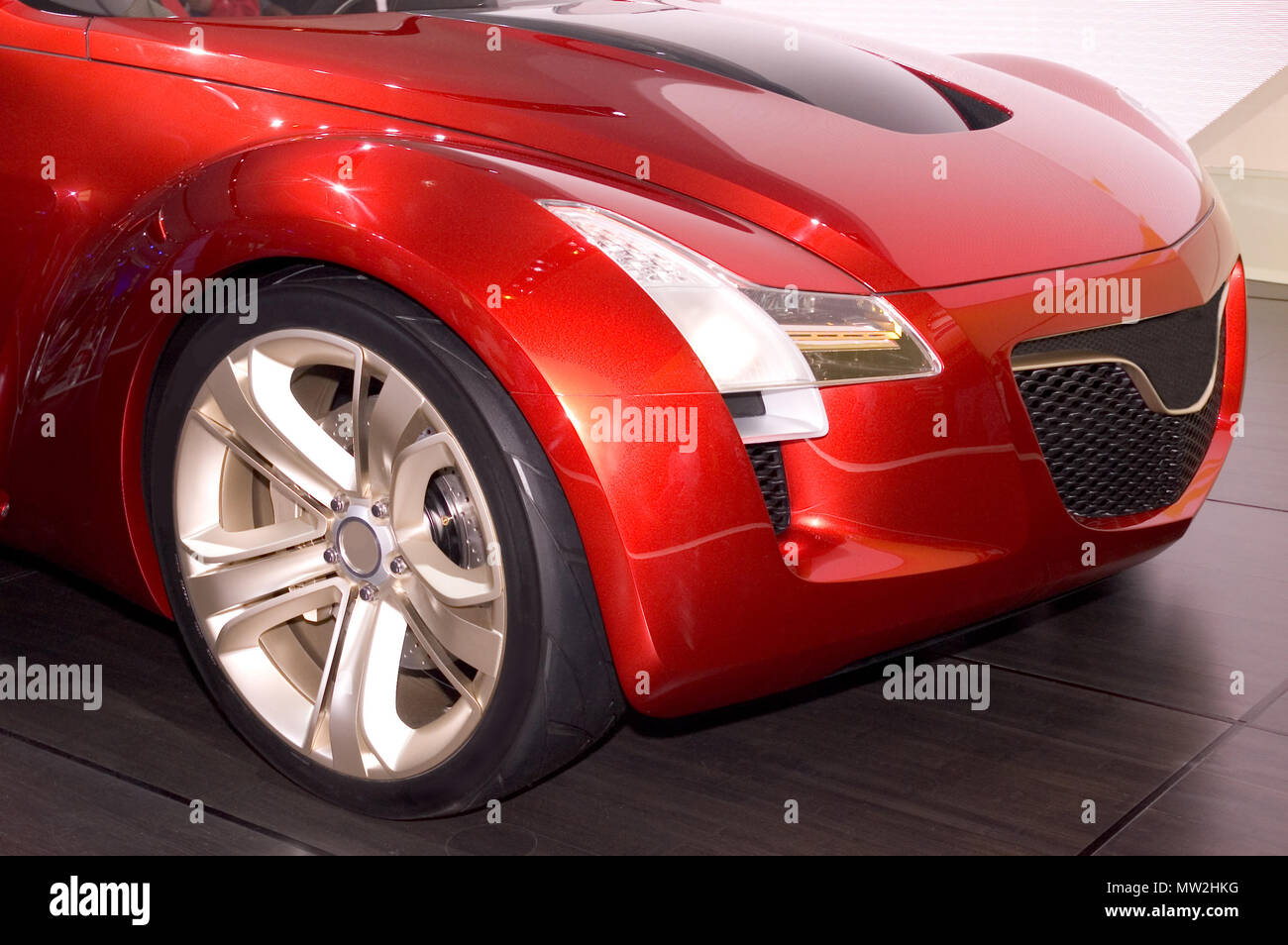 A close-up look at the design of a concept cars front end. Seen at the ...