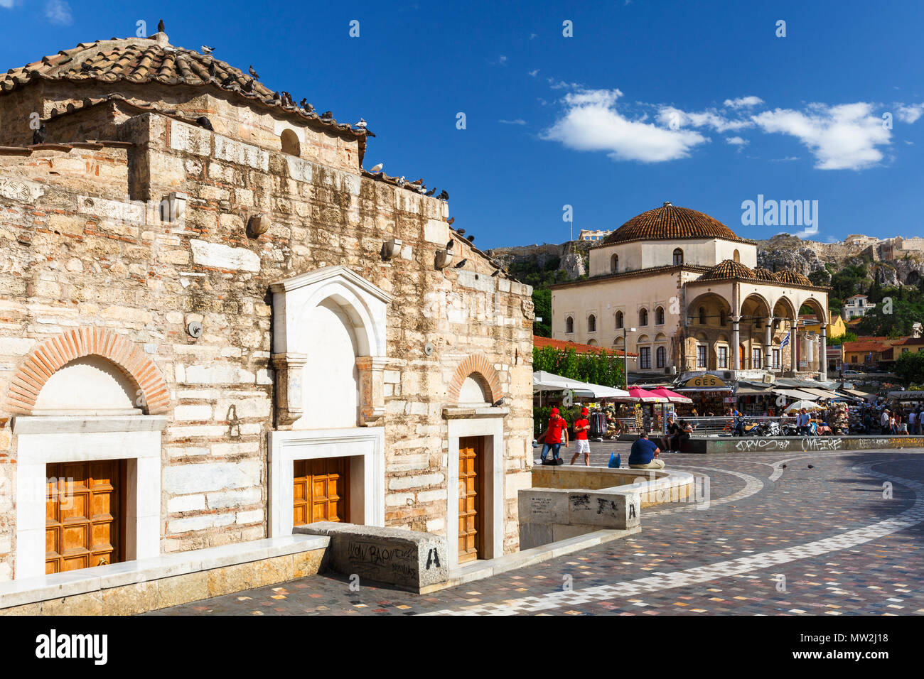 Athens, Greece - May 30, 2018: Church and Tzistarakis Mosque in ...