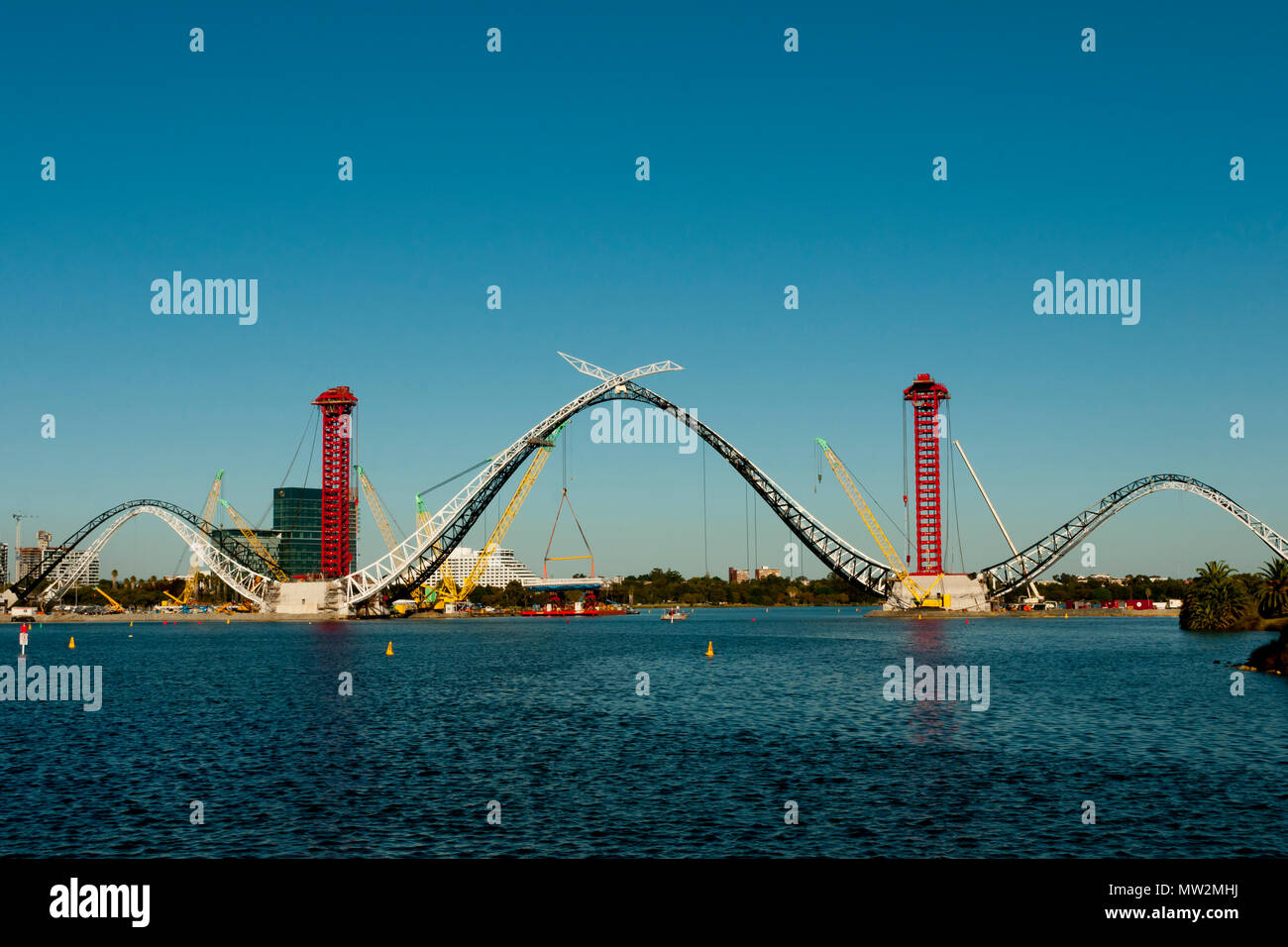 Construction of Matagarup Bridge - Perth - Australia Stock Photo - Alamy