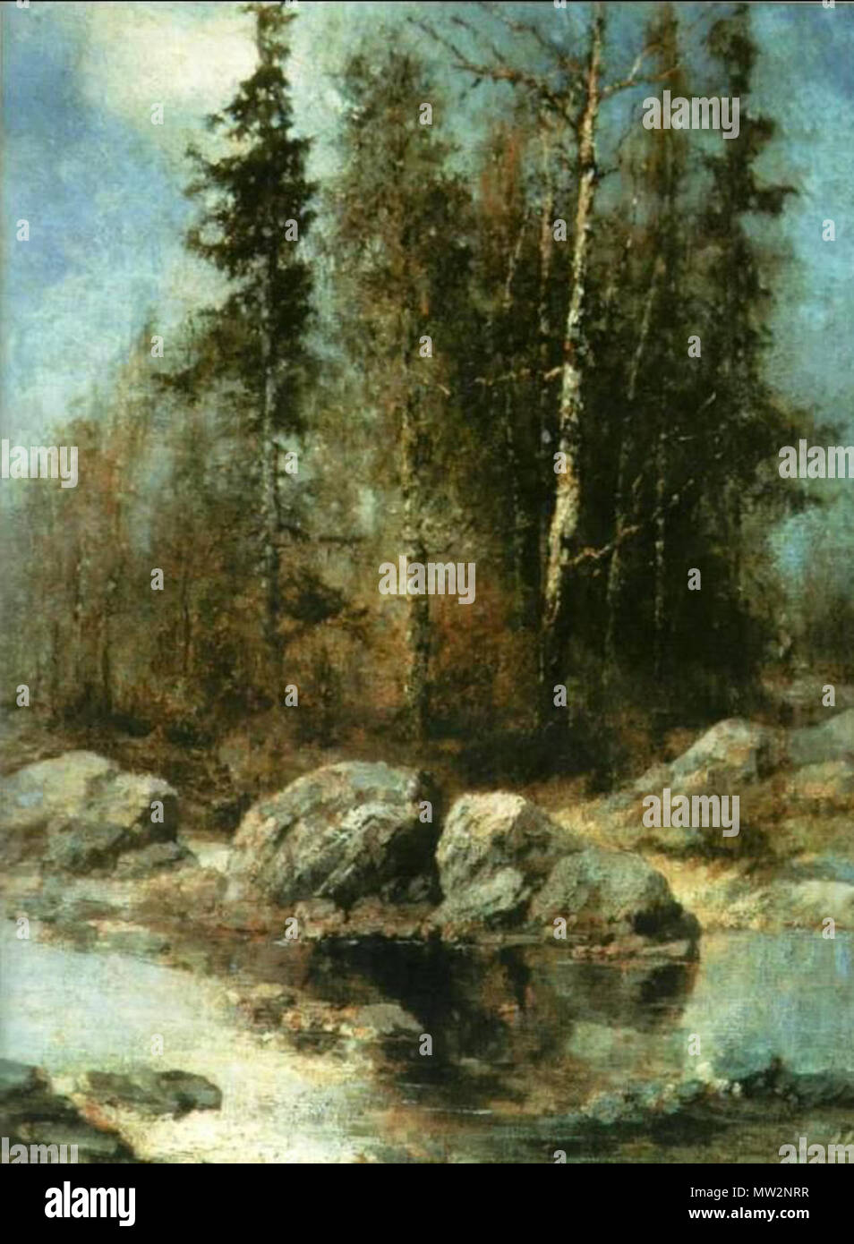 672 Весенний мотив (Саврасов Stock Photo - Alamy