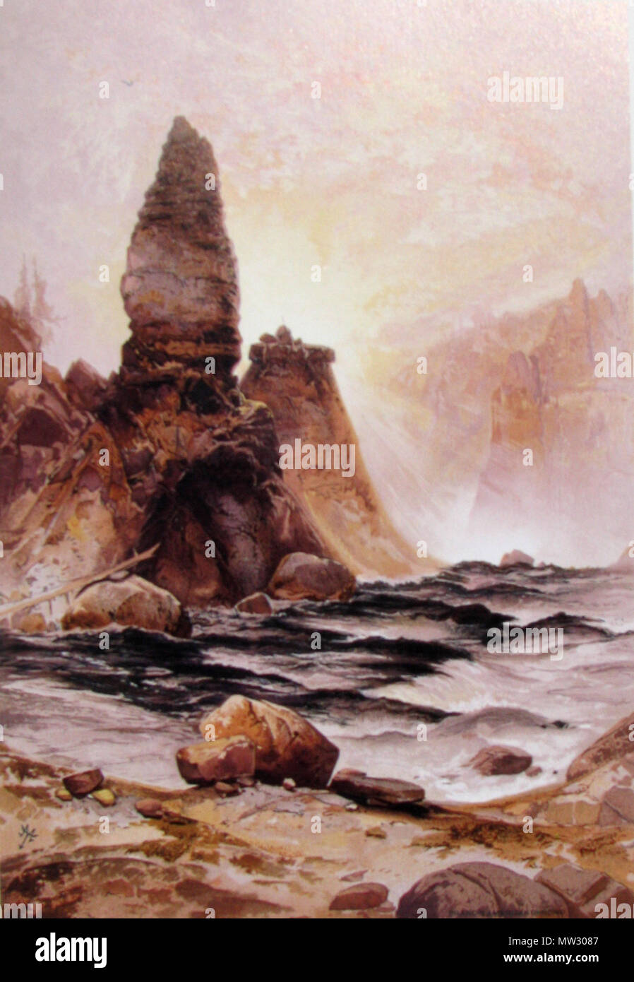 . English: Tower Falls at Yellowstone. . 1876. digital file by Wm M ...