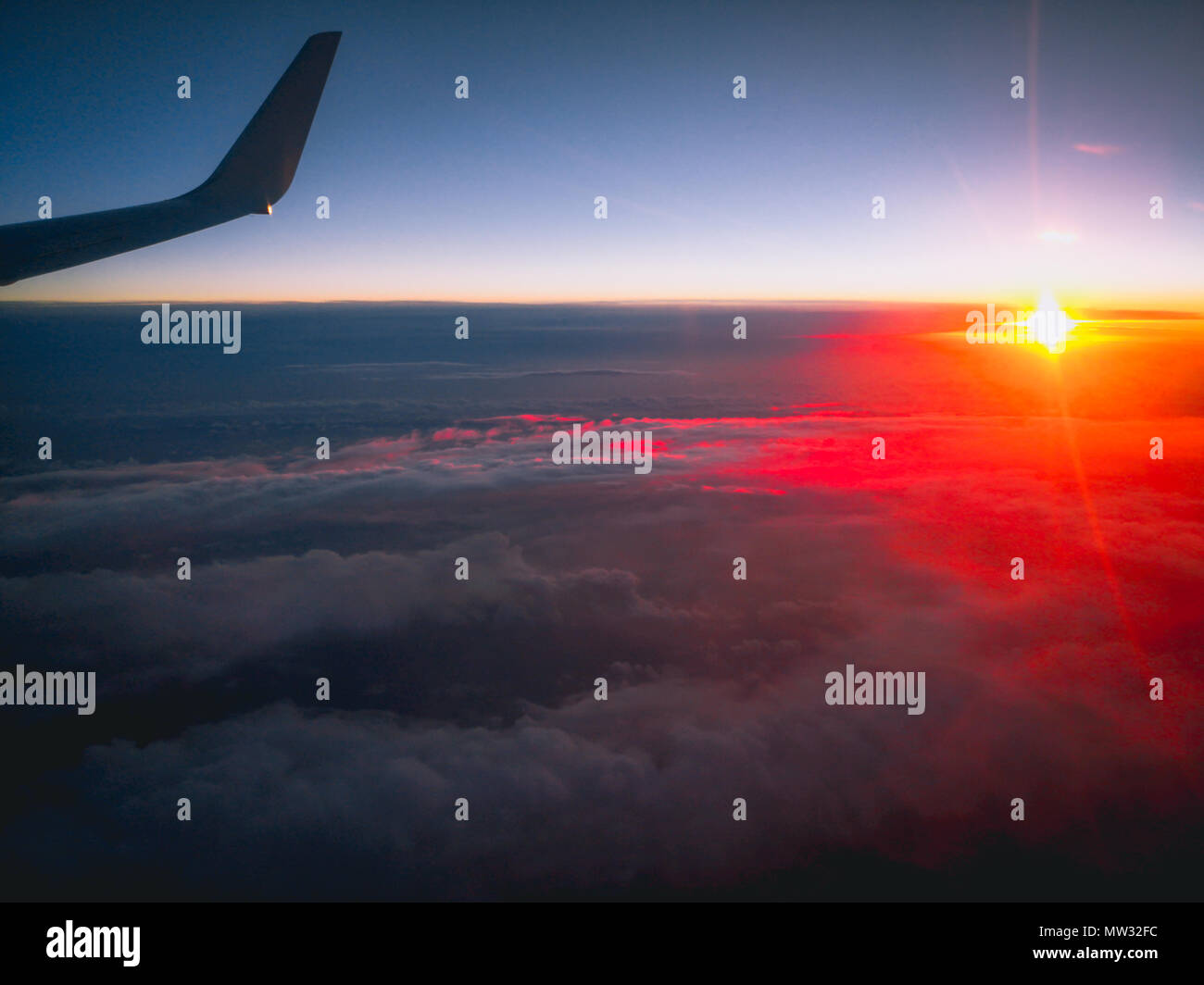 Aerial View from an Airplane Window flying over New Zealand to ...