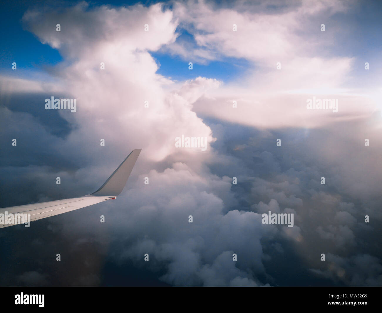 Aerial View from an Airplane Window flying over New Zealand to ...