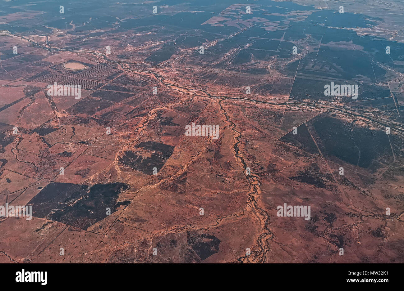 Aerial View from an Airplane Window flying over New Zealand to ...