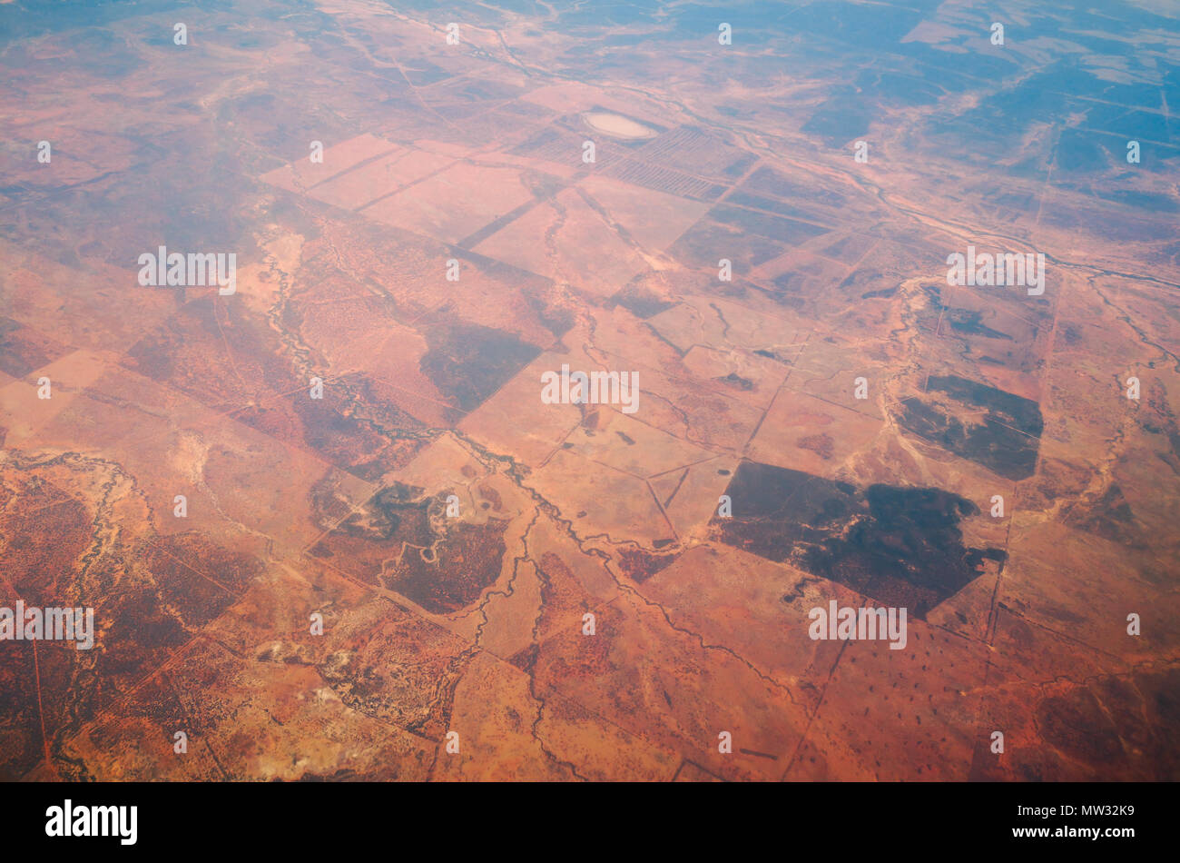 Aerial View from an Airplane Window flying over New Zealand to ...
