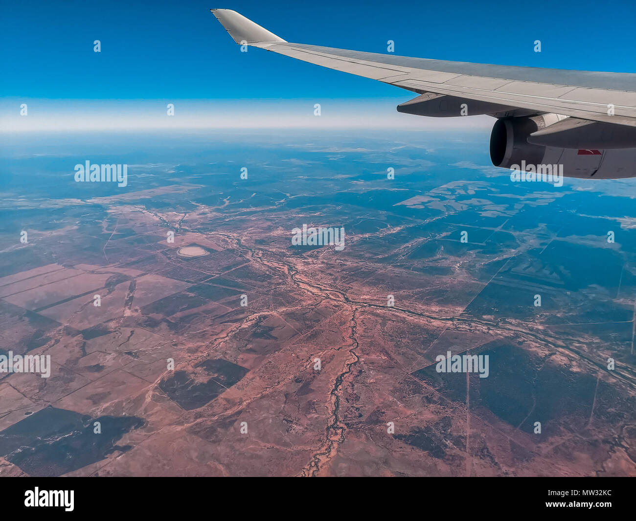Aerial View from an Airplane Window flying over New Zealand to ...