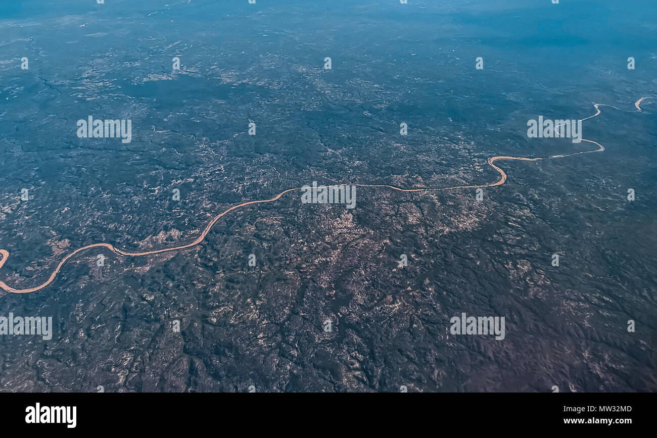 Aerial View from an Airplane Window flying over New Zealand to ...