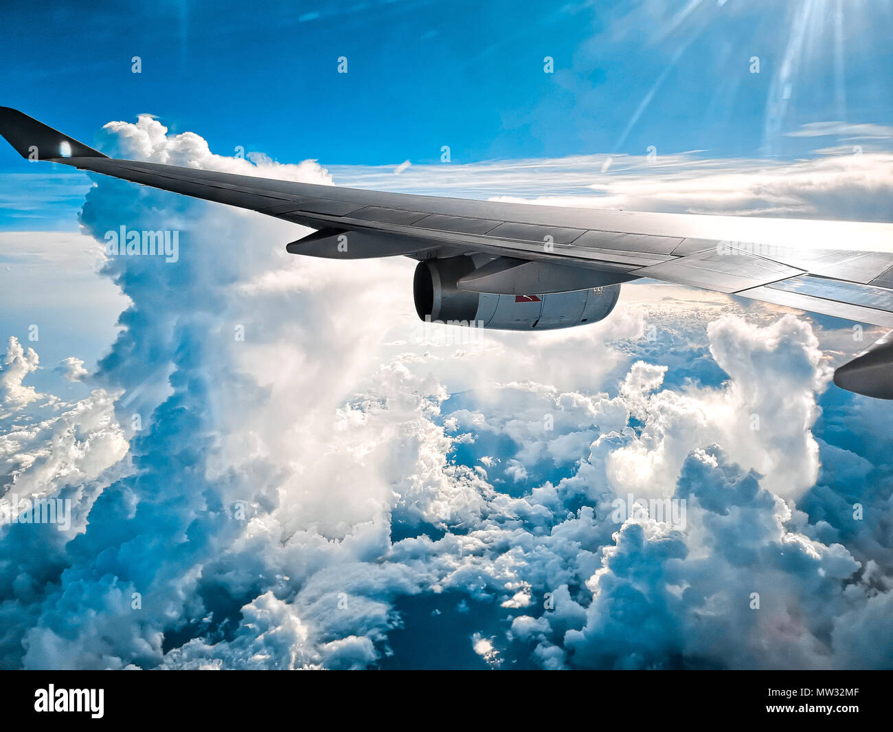 Aerial View from an Airplane Window flying over New Zealand to ...