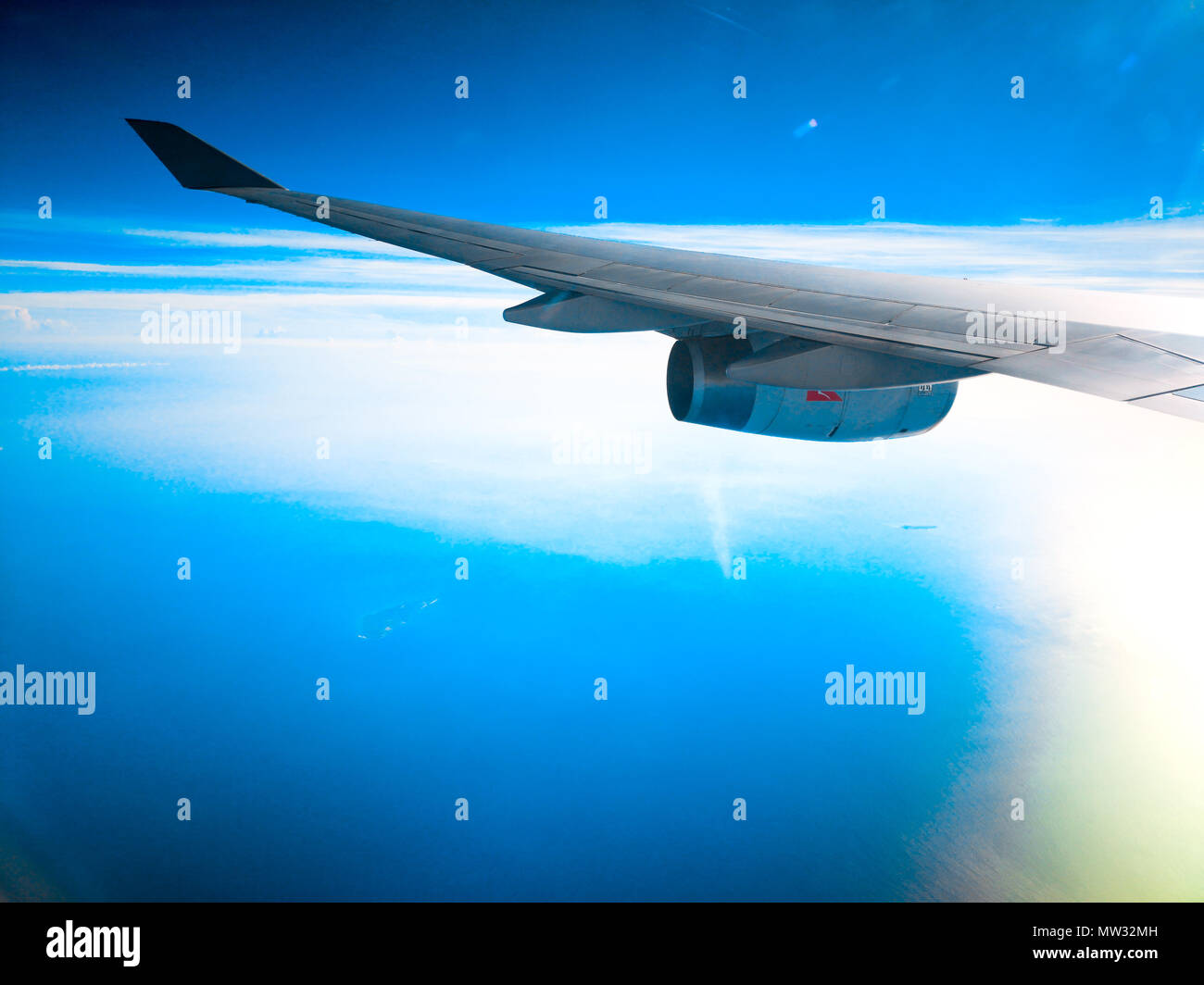 Aerial View from an Airplane Window flying over New Zealand to ...