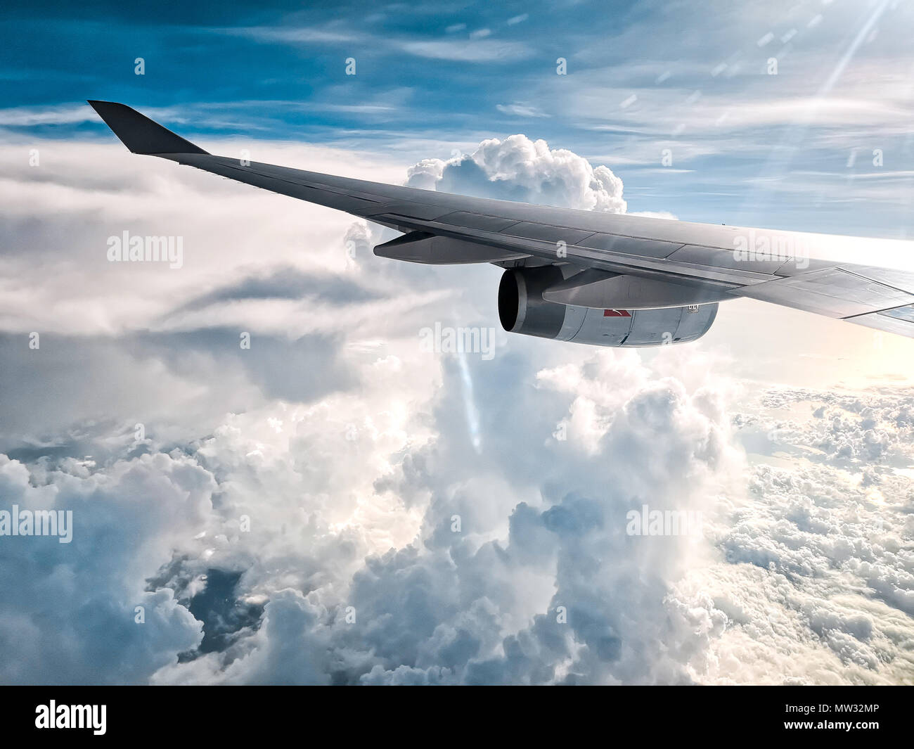 Aerial View from an Airplane Window flying over New Zealand to ...